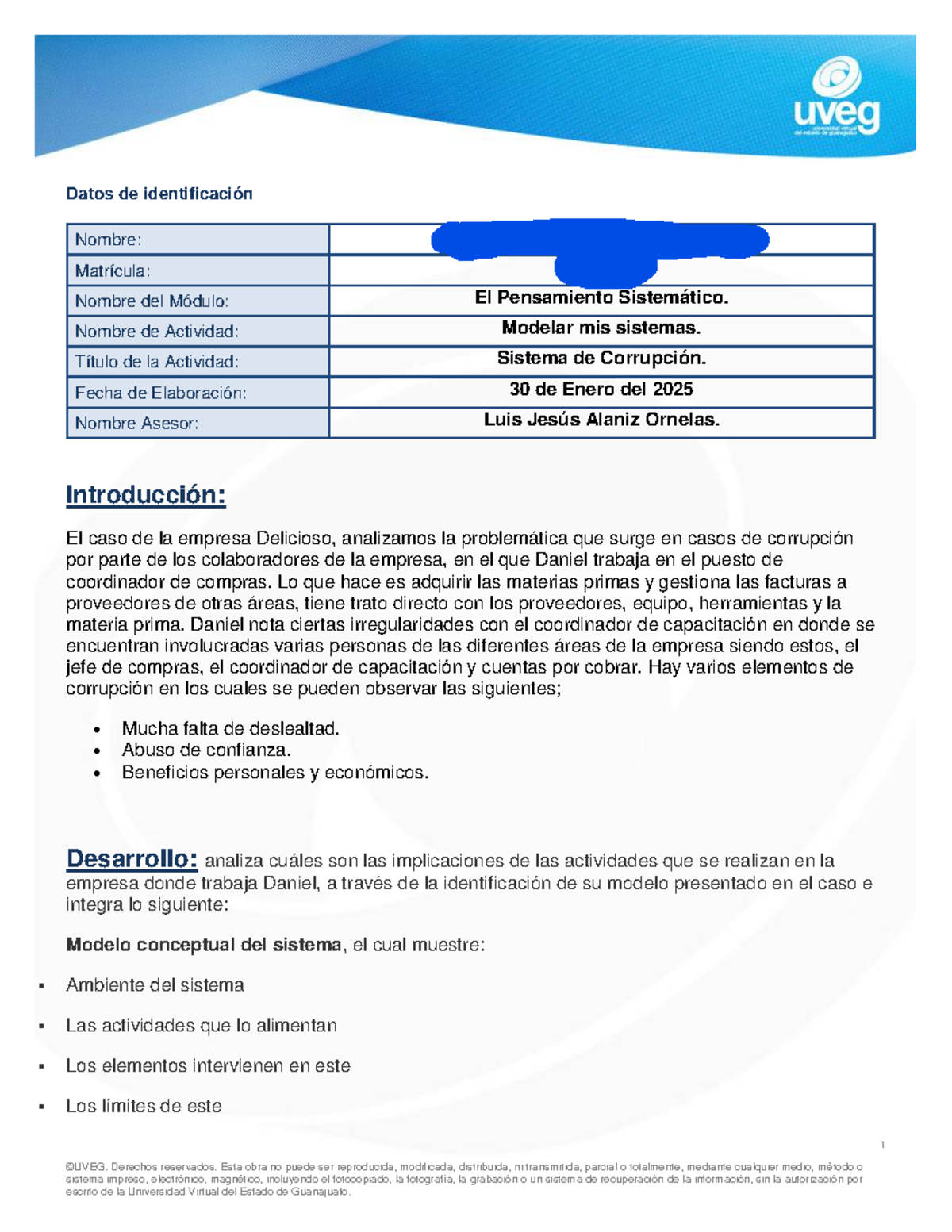 Corrupción - ejercicio obligatorio - 1 ©UVEG. Derechos reservados. Esta obra no puede ser - Studocu