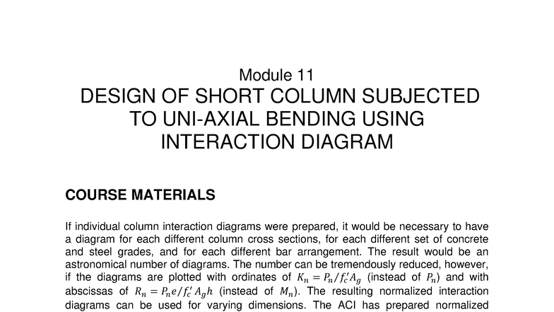 Module 11: Design of Short Columns with Interaction Diagrams - Studocu