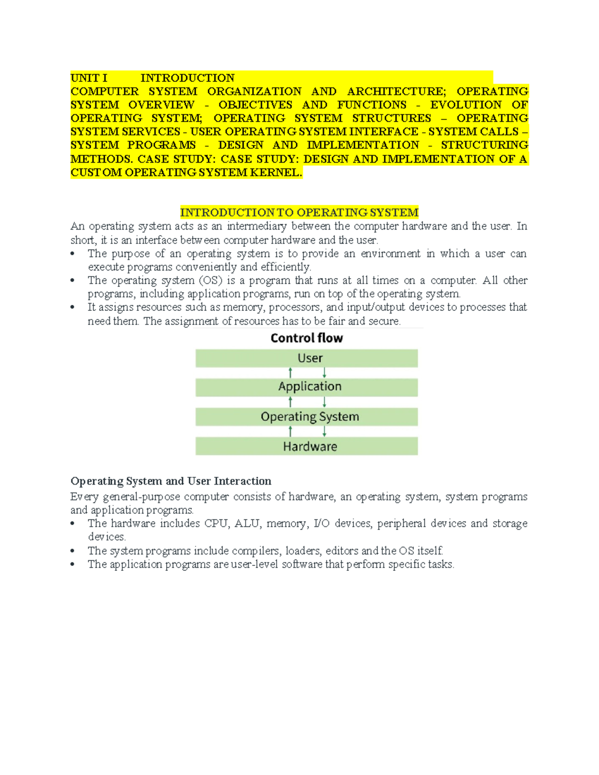 U1 - Computer System Organization & OS Overview: Concepts & Case Study ...