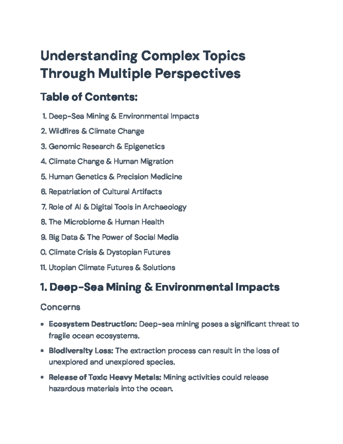 Understanding Complex Topics: Climate Change, Genetics, and Technology ...
