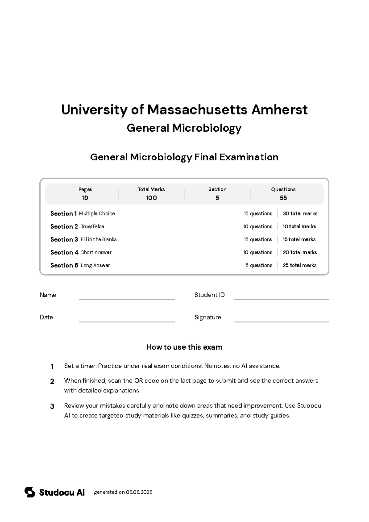 General Microbiology Final Exam - Biology 2750 - Studocu