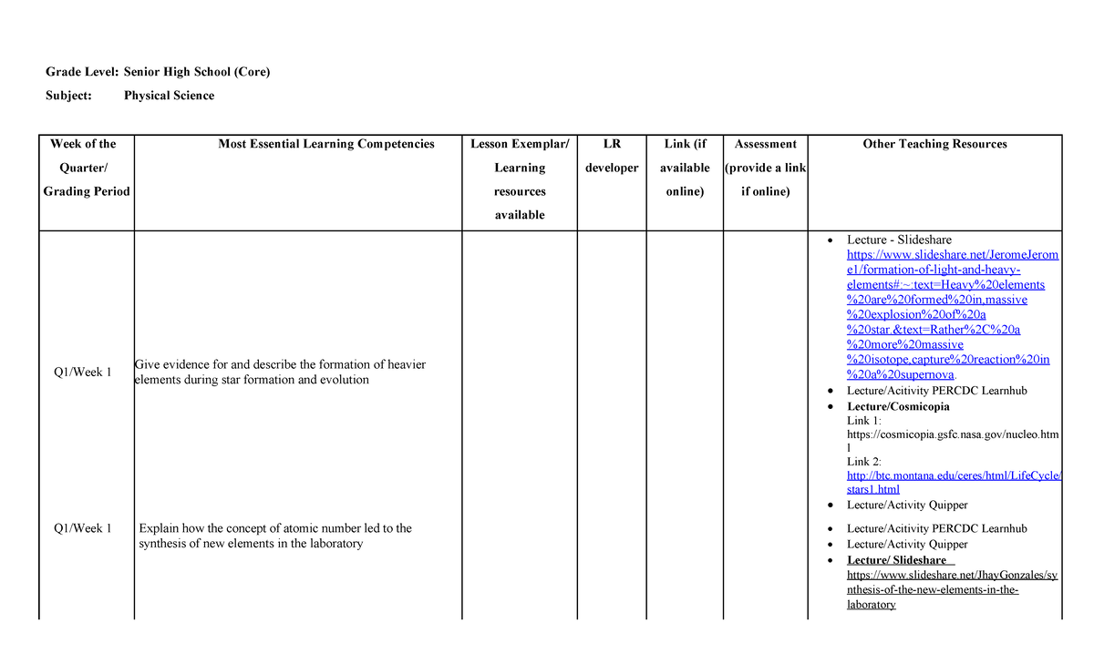Melc Physical Science Q1 Tutorial and Study Resources - Studocu