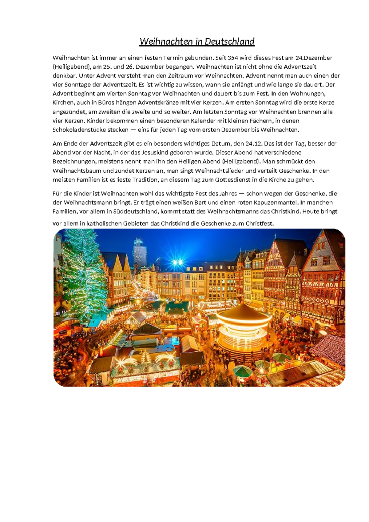 Weihnachten in Deutschland: Traditionen und Bräuche - Studocu