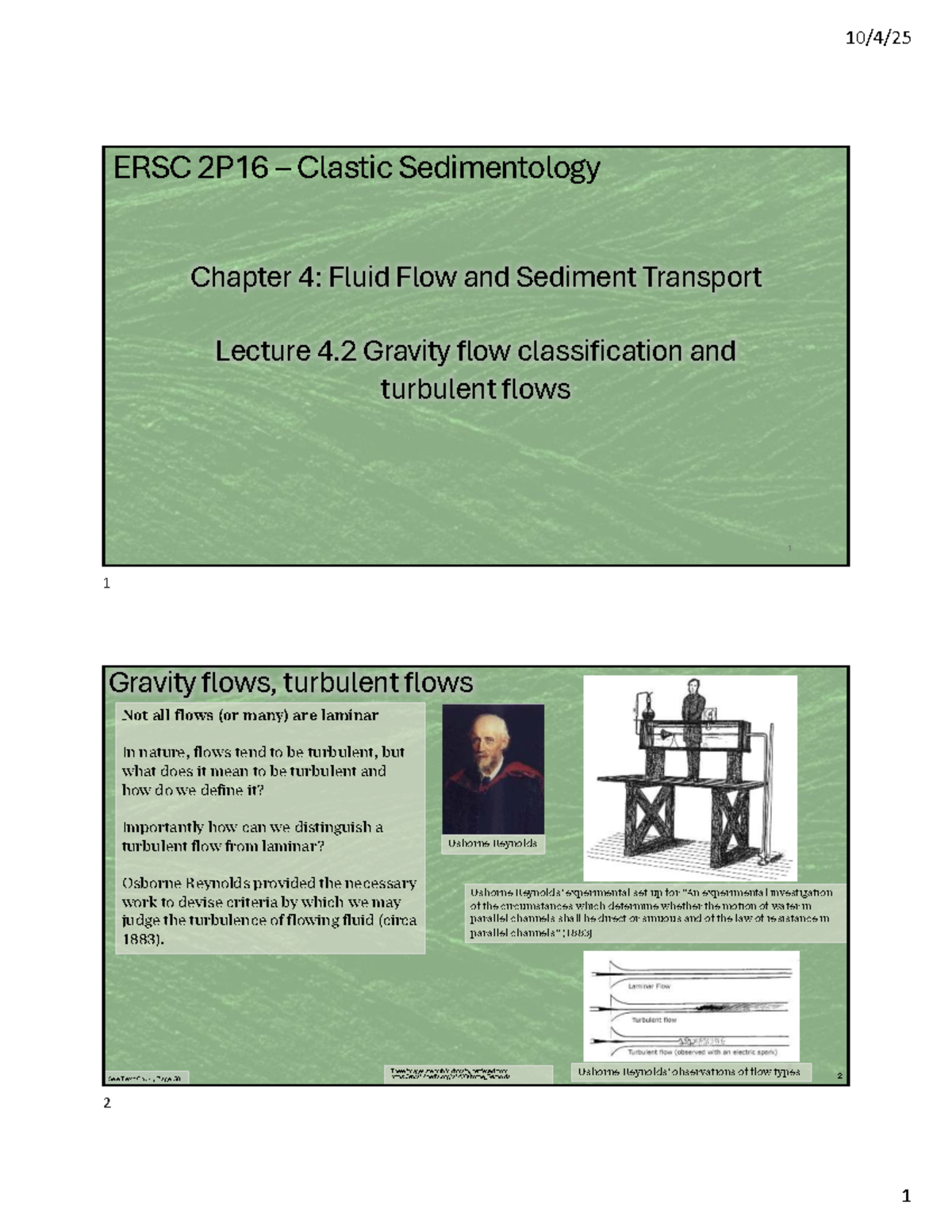 Lecture 4.2: Gravity Flow Classification & Turbulent Flows - ERSC 2P16 ...
