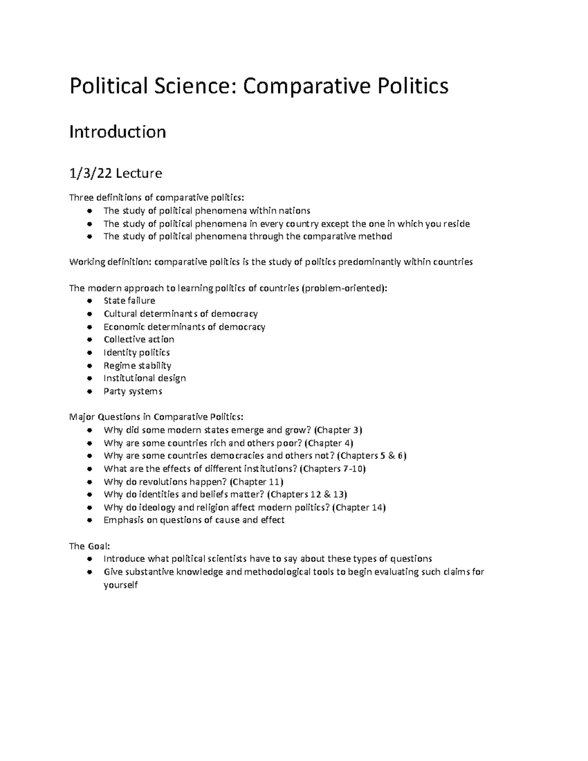 POL S 204 Final Study Guide: Comparative Politics Insights and Themes ...