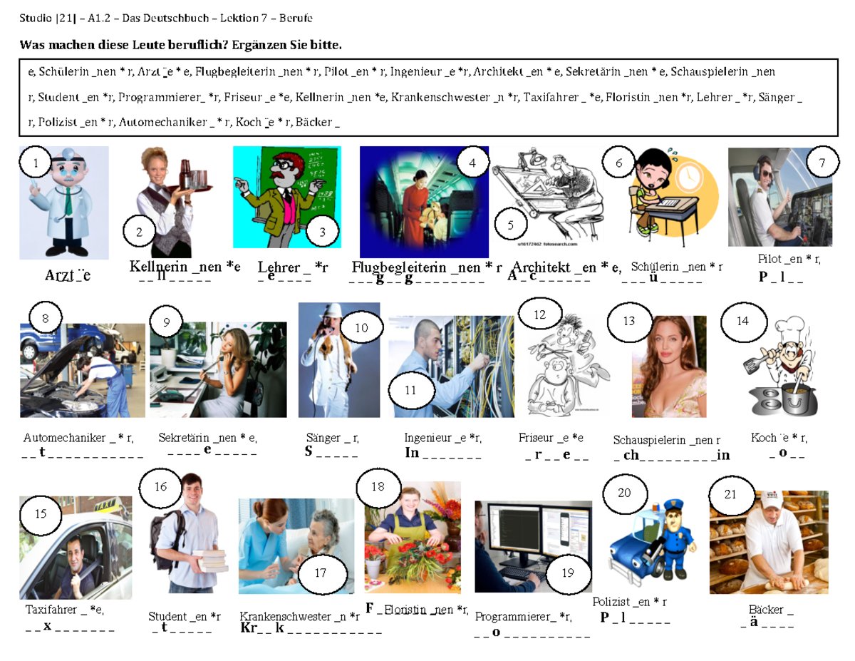 1. Berufe - hgvhvgh - 15 _ t _ _ _ _ _ Studio [21] – A1 – Das ...