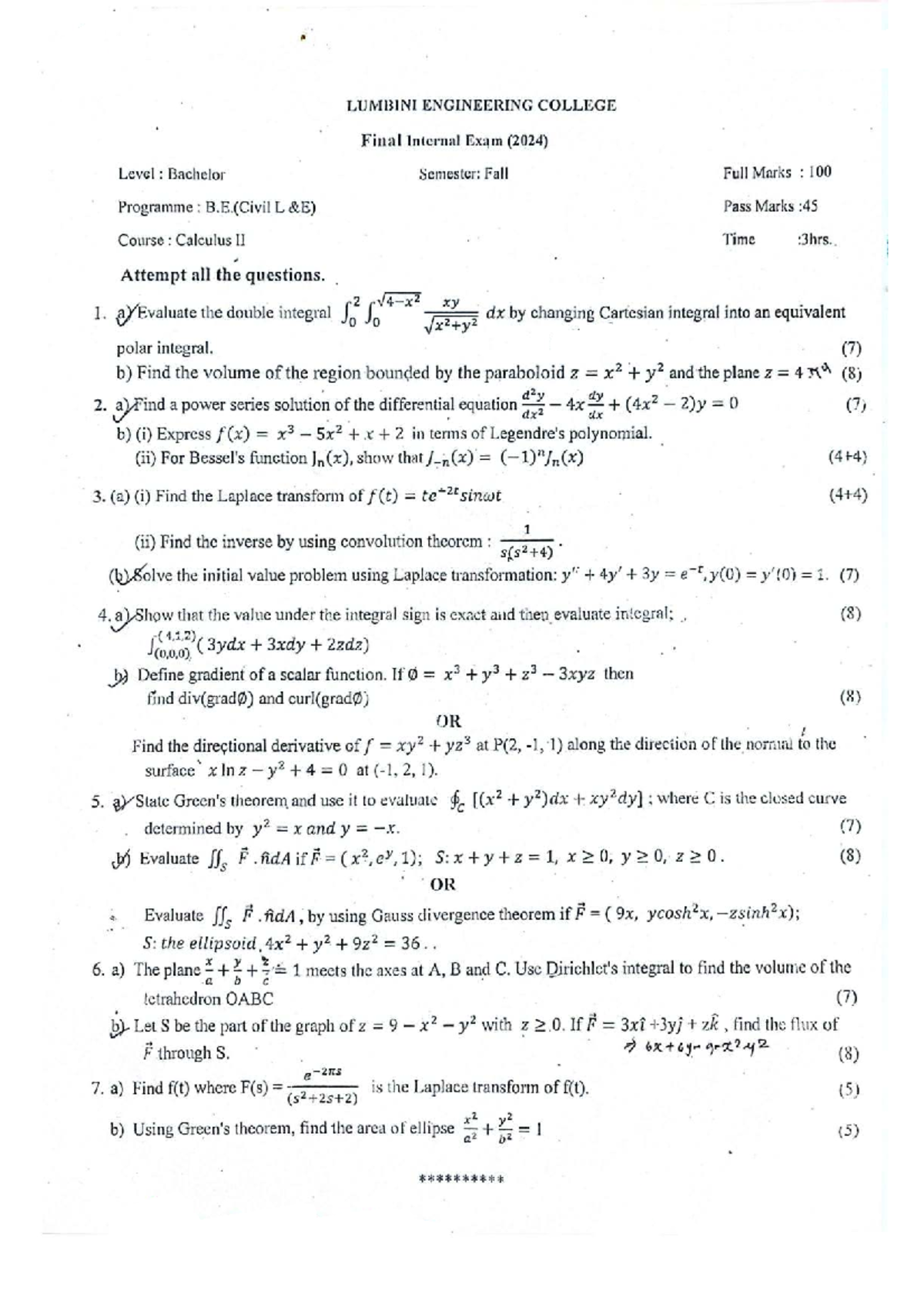 LEC 3rd SEM 2024 Internal Papers - LUMBINI ENGINEERING COLLEGE Final ...
