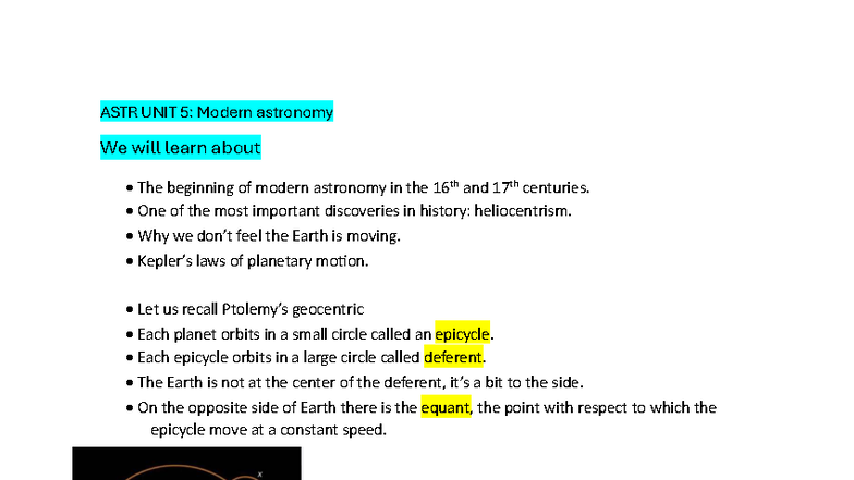 ASTR 101: Unit 5 - Modern Astronomy Exam Review - Studocu
