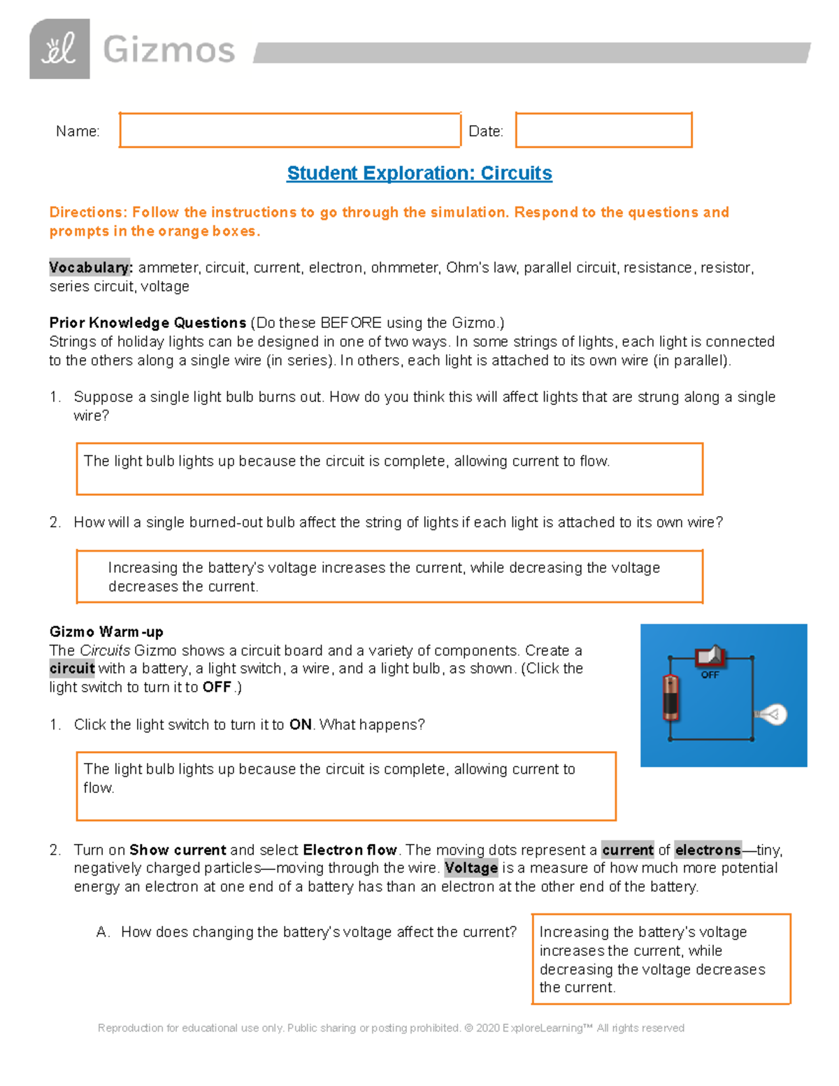 Jordon Speed - Circuits Gizmo - Name: Date: Student Exploration ...