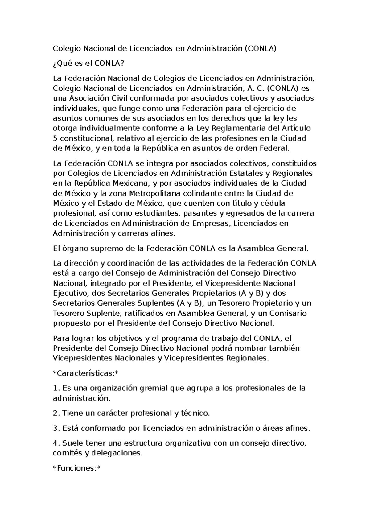 CONLA: Estructura y Funciones del Colegio Nacional de Licenciados en ...