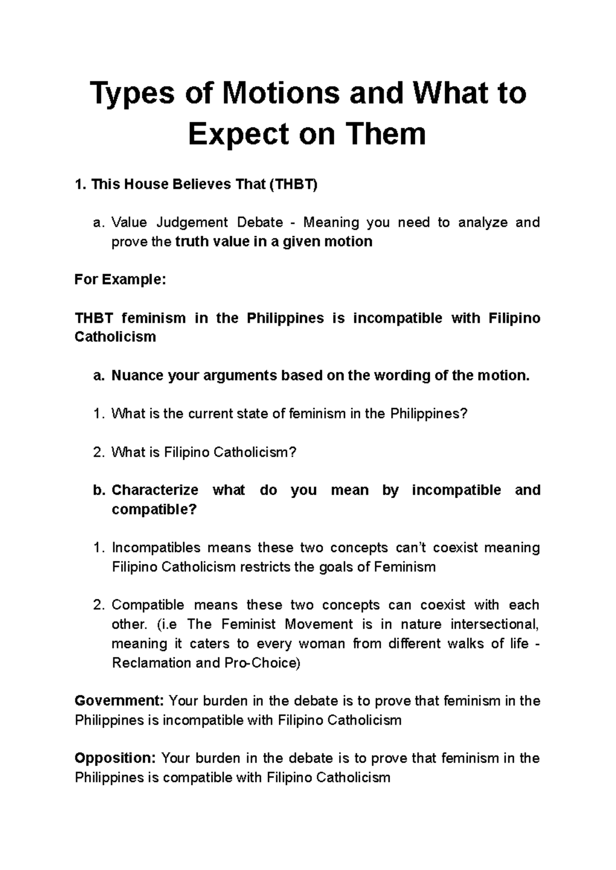 Types of Motions in Debate: Understanding THBT, THW, THR, THO, and THS ...