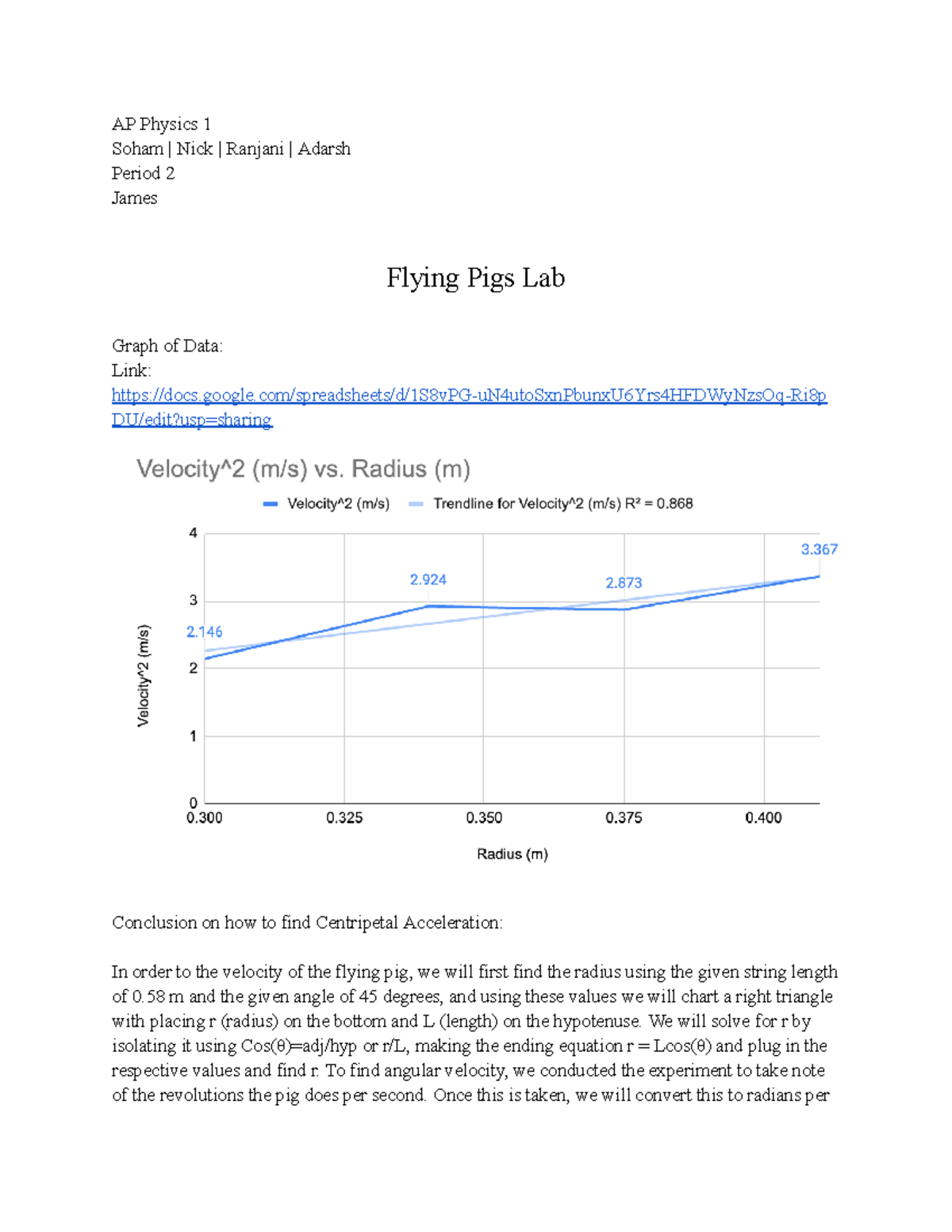 Flying Pigs Lab- Explanation - AP Physics 1 Soham | Nick | Ranjani ...