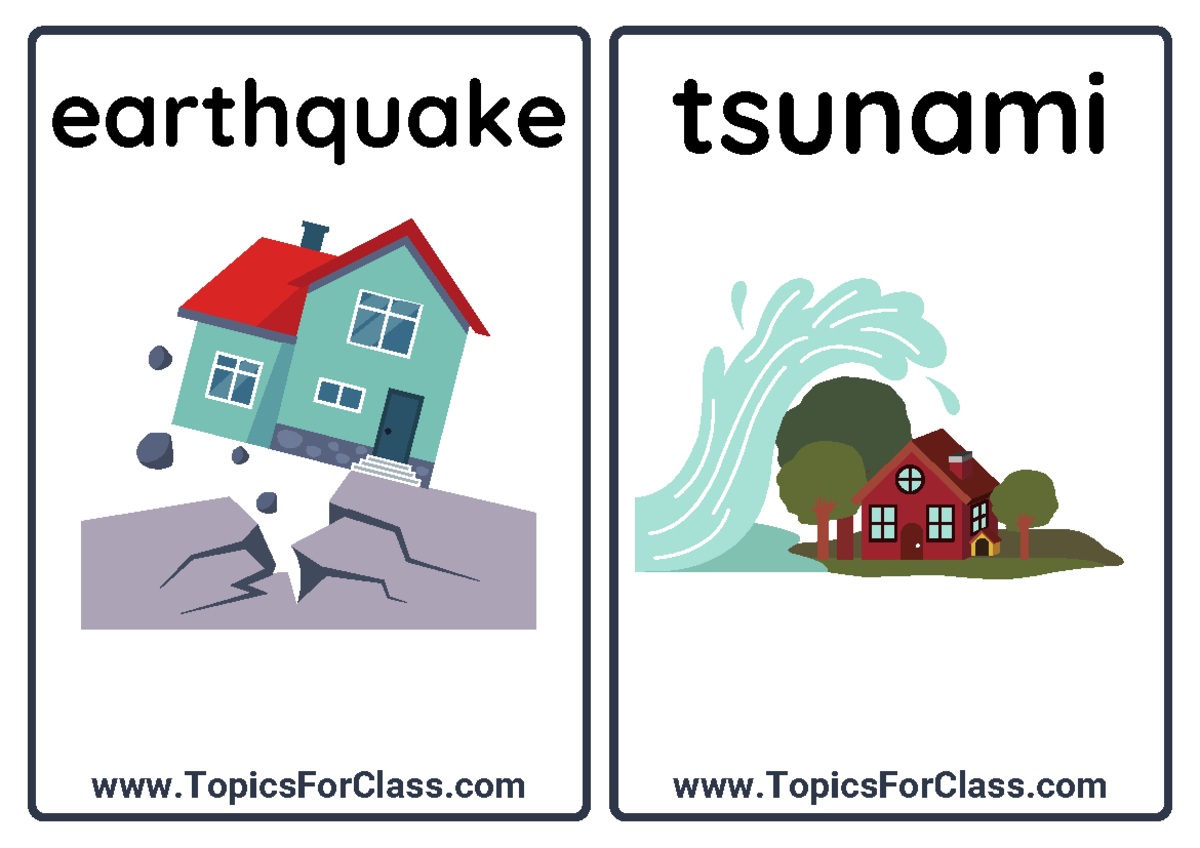 Natural Disaster Flashcards PDF - Inglés I - earthquake tsunami typhoon ...