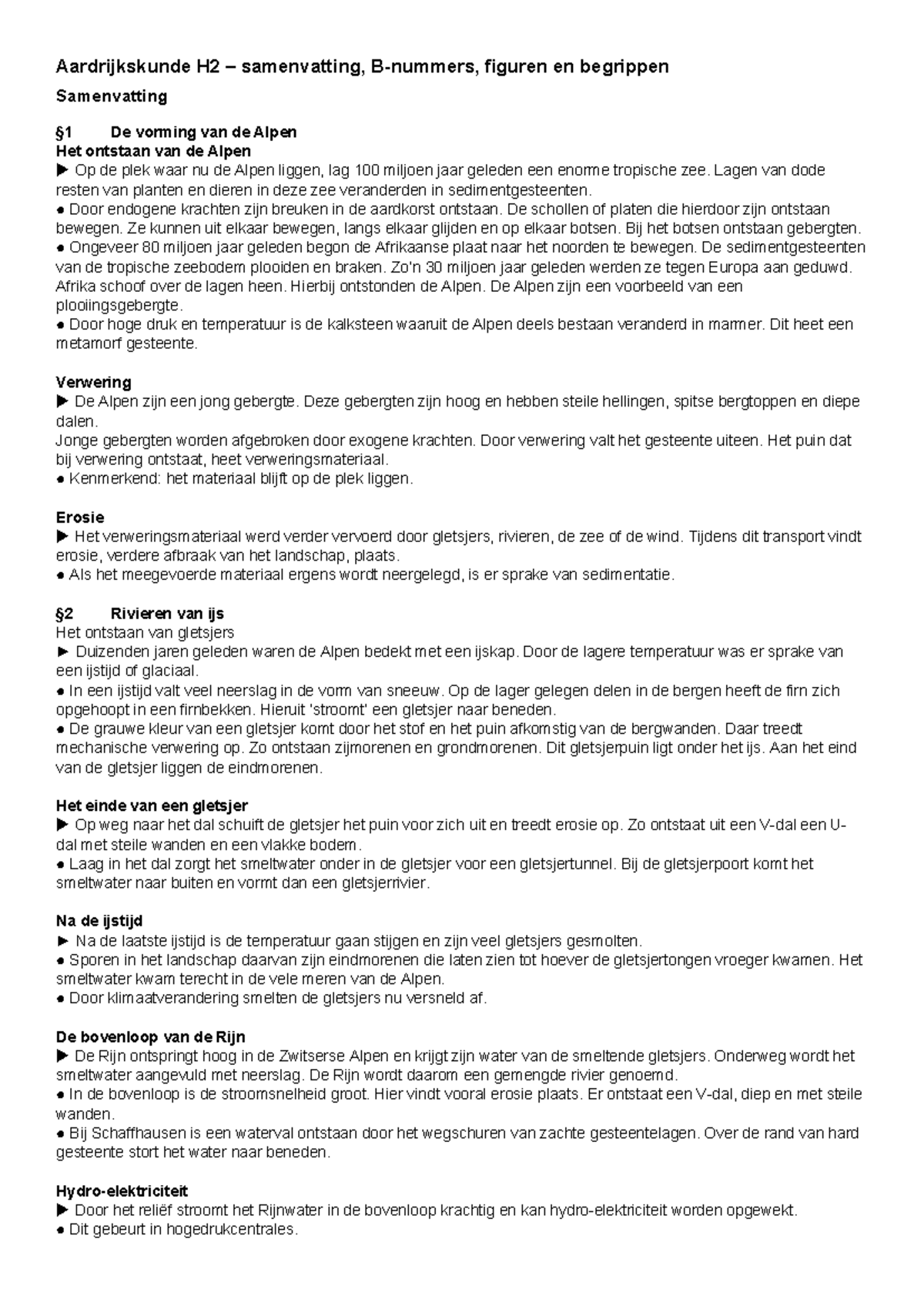 Aardrijkskunde H2 Samenvatting: Alpen, Verwering en Erosie Processen ...