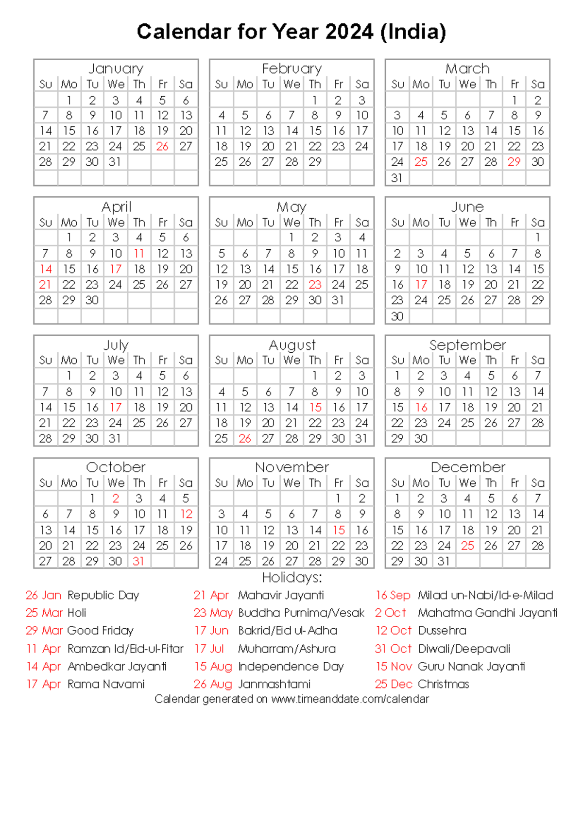 New-Year 2024 Calendar (India) - Studocu