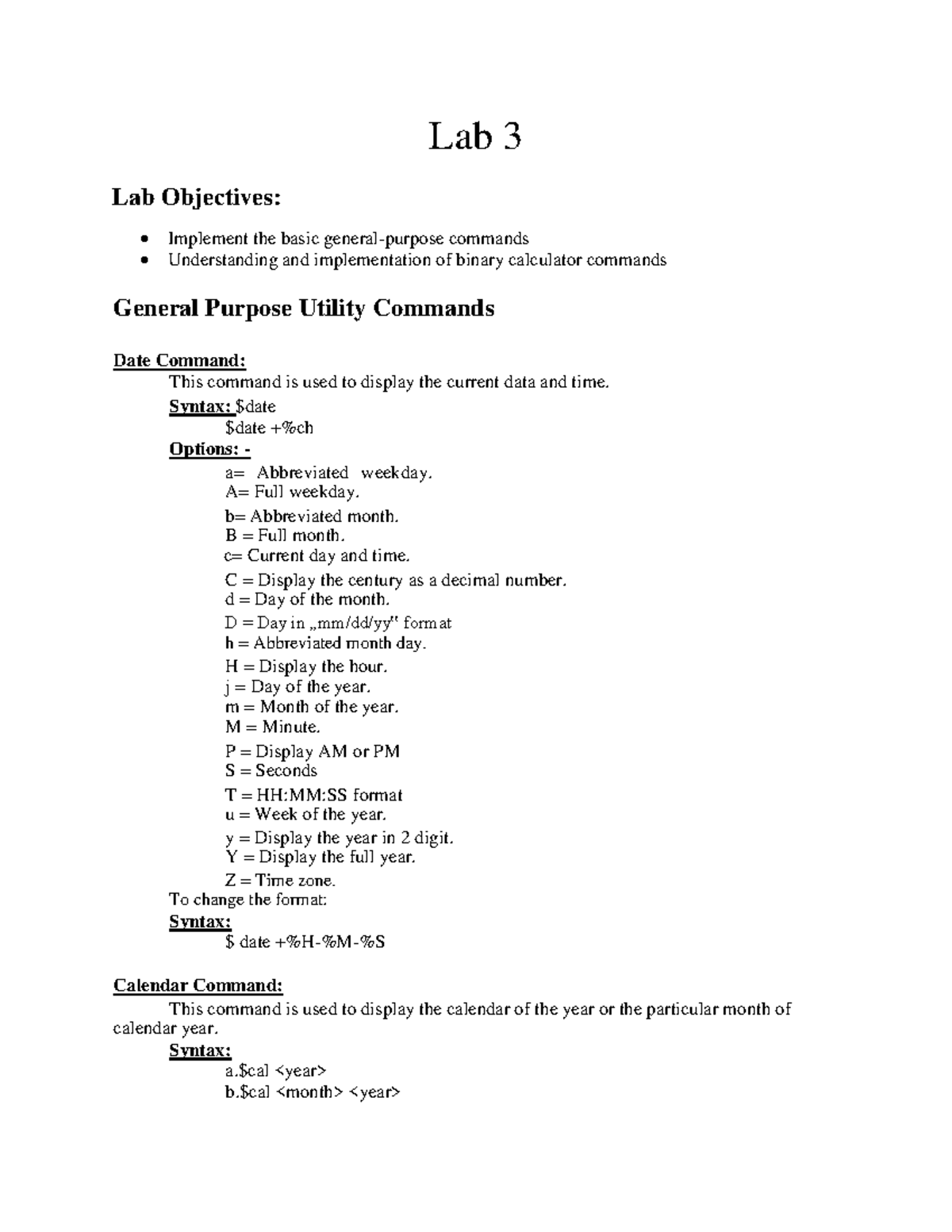 Lab manual 3 11102022 101417 am - Lab 3 Lab Objectives: Implement the ...