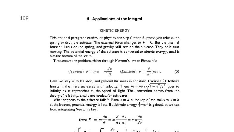 CH408 8 Kinetic Energy and Applications in Calculus Notes Summary - Studocu