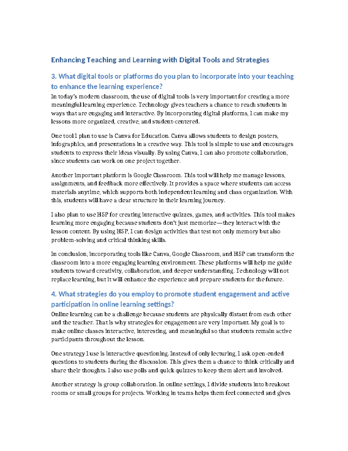 Teaching With Digital Tools: Enhancing Learning Strategies 3 - Studocu