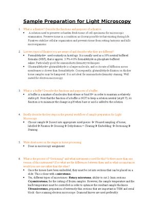 Microscope Questions - Lab 3 - PRE-LAB QUESTIONS Of the four major ...