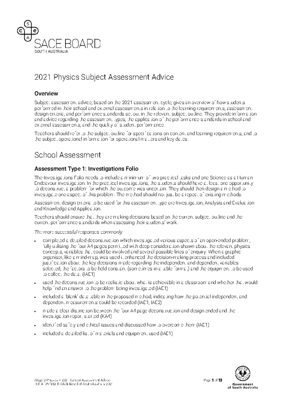 Stage 2 Physics 2021 Assessment Advice Overview and Insights - Studocu