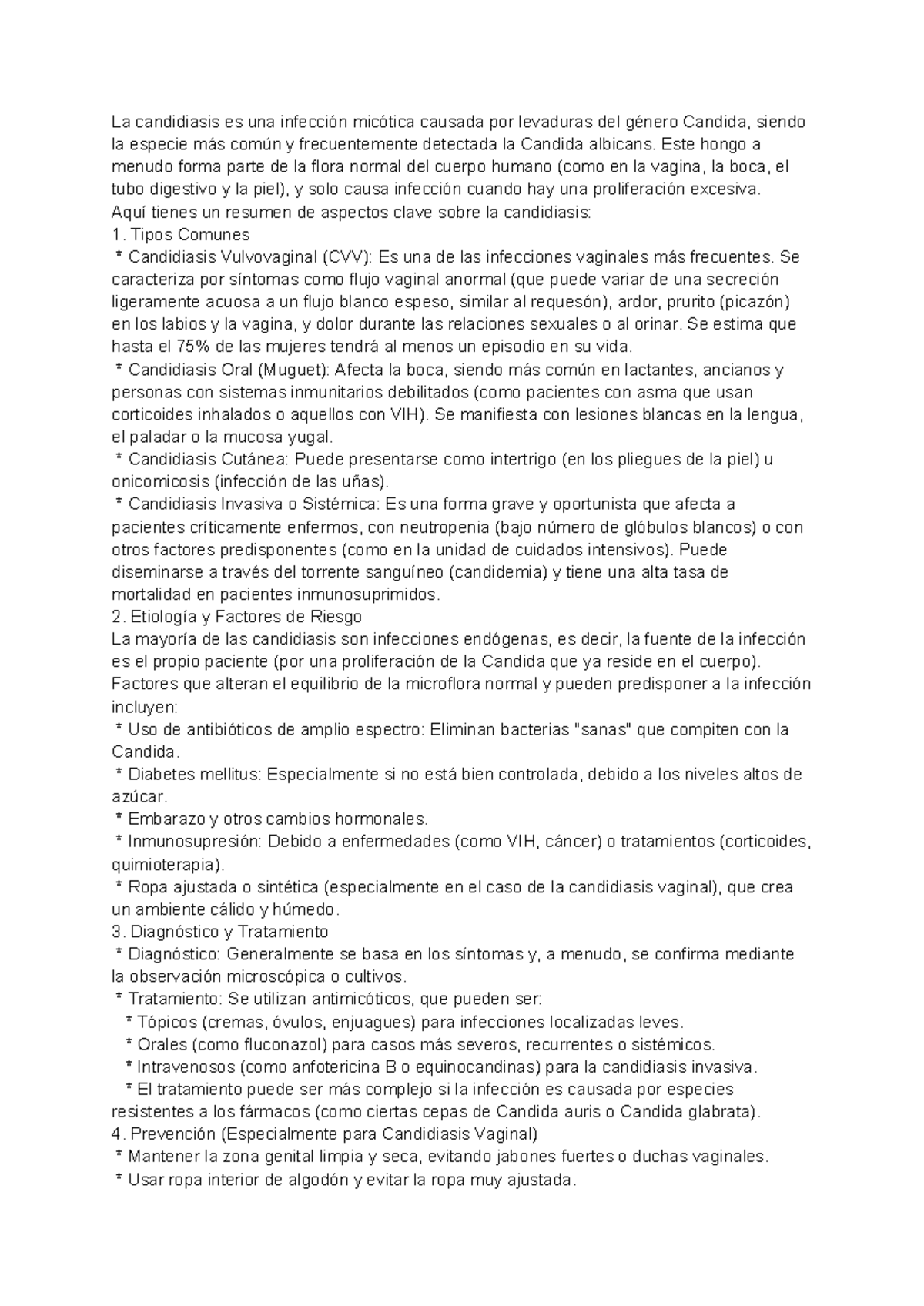 Candidiasis: Tipos, Diagnóstico y Tratamiento - CLAMIIA - Studocu