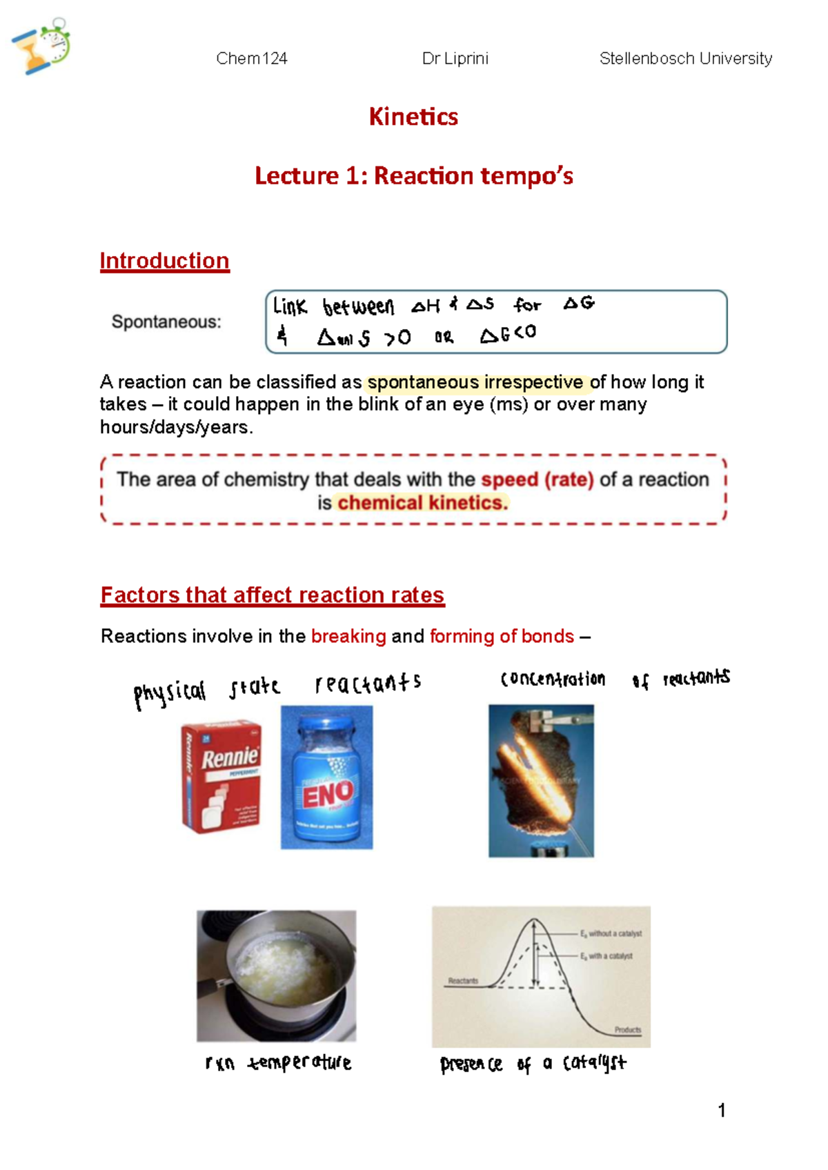 Chem124 Kinetics Lecture 1: Introduction to Reaction Rates - Studocu