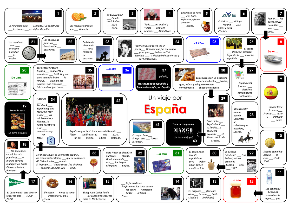 La Oca - Preposiciones - Trabajo ELE - Studocu