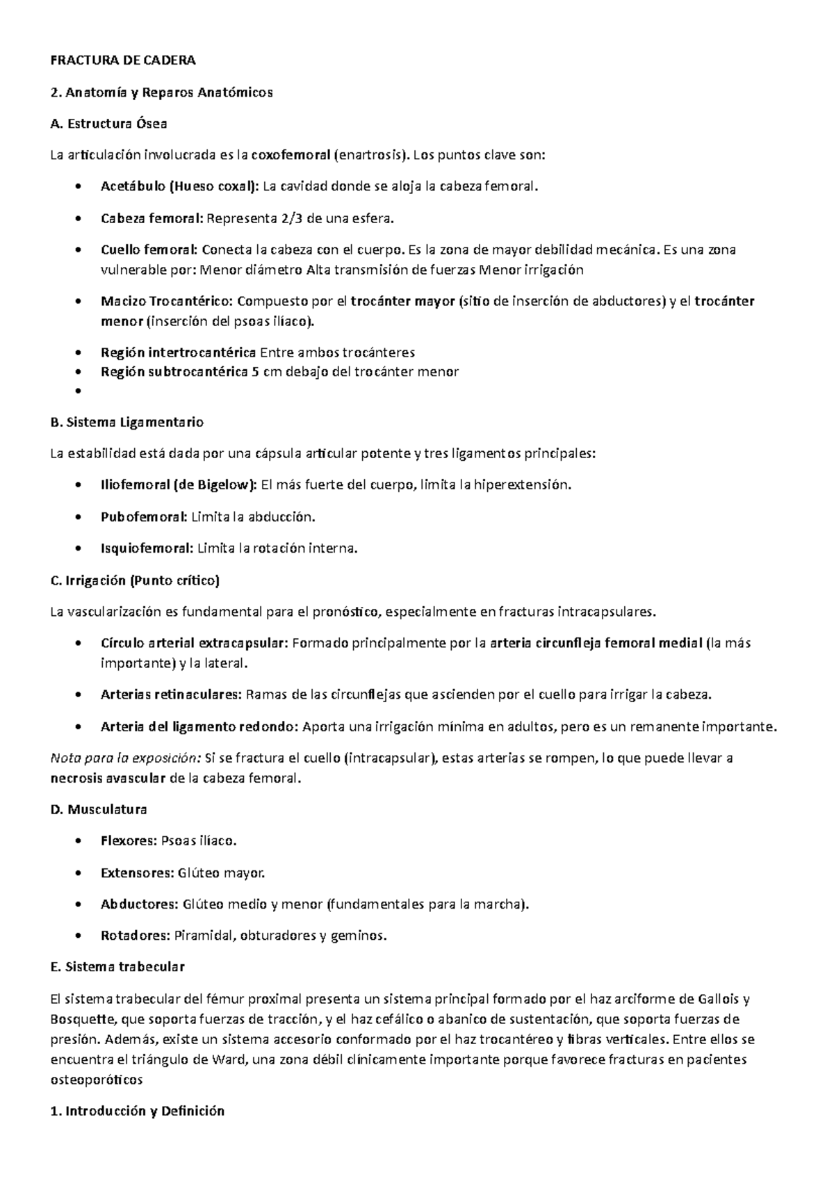 FRACTURA DE CADERA 2: Anatomía, Epidemiología y Complicaciones - Studocu