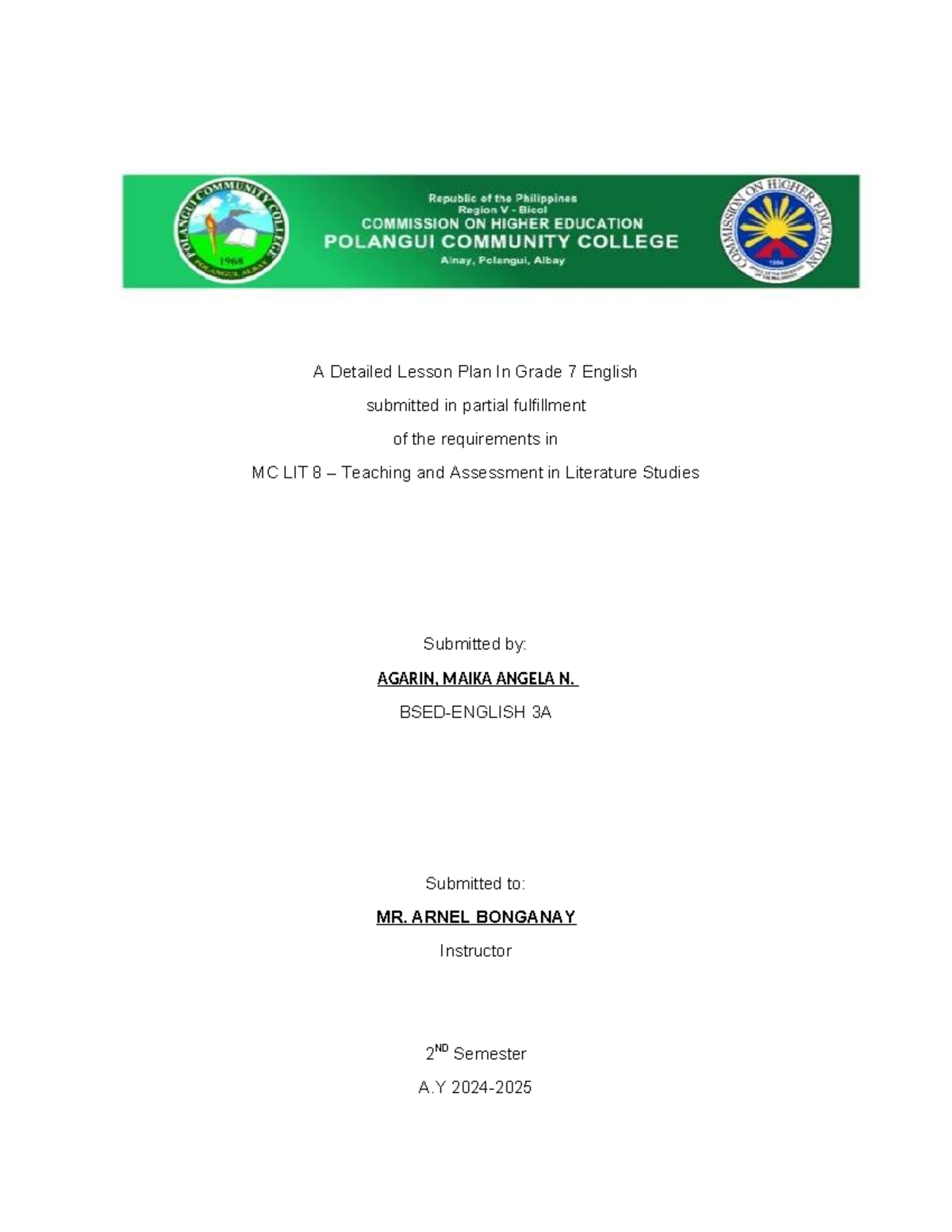 STORY READING FRAMEWORK: Detailed Lesson Plan for G7 English (MC LIT 8 ...