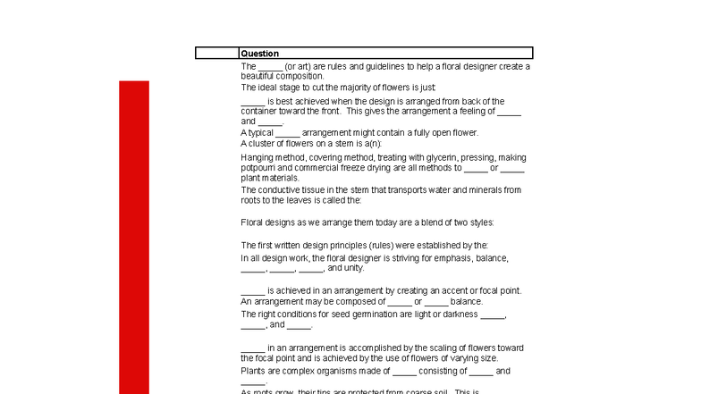Alonna AZ FFA Floriculture CDE Test Questions - Master Guide - Studocu
