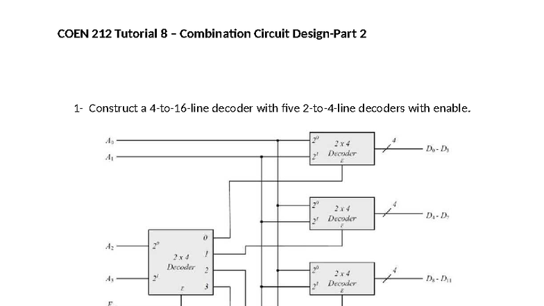 COEN 212 Tutorial 9 Solutions for Combination Circuits and Encoders ...