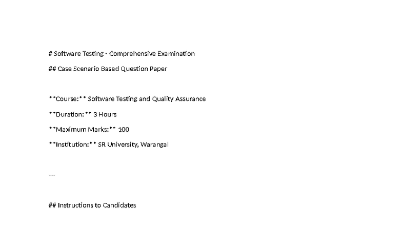 Software Testing and QA Comprehensive Exam - Case Scenario Questions ...