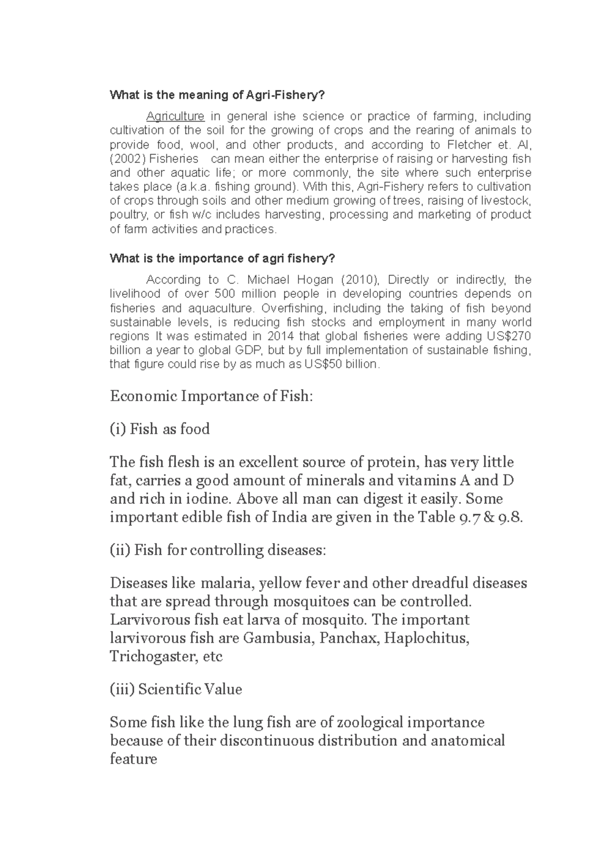 AGRI- Fishery Arts: Overview, Importance, and Key Insights - Studocu