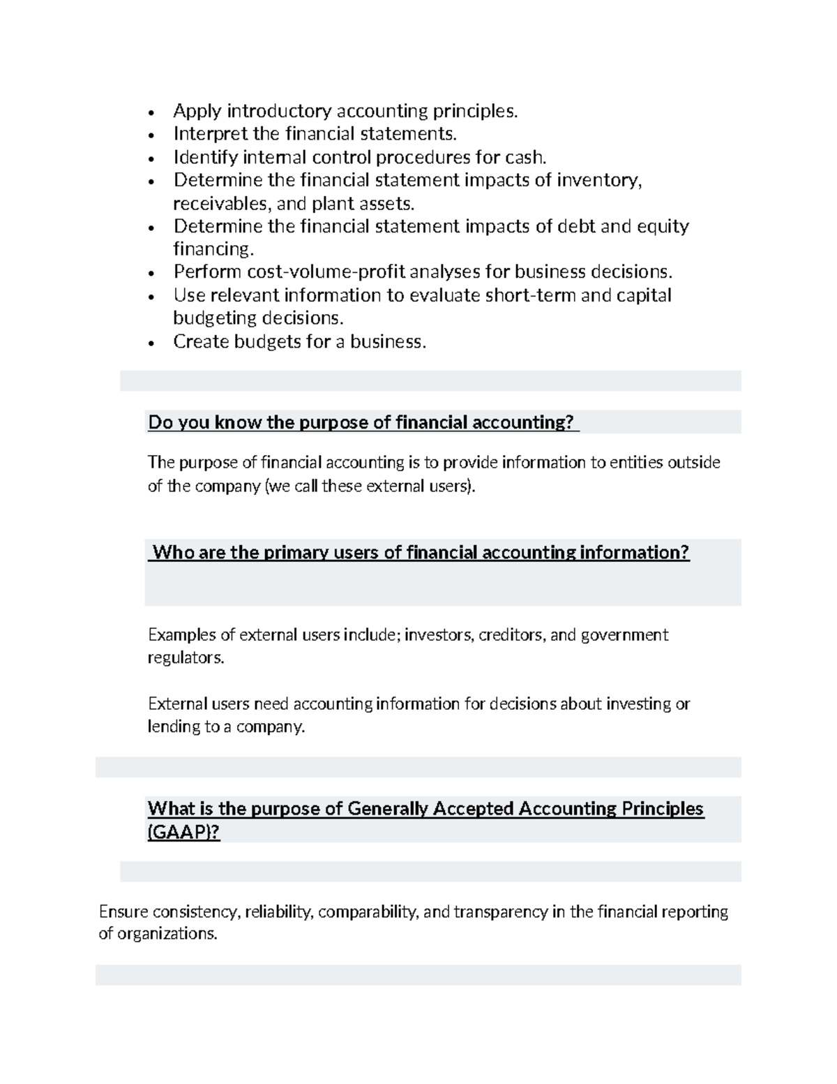 Financial Accounting Principles & Practices Overview (ACC 101) - Studocu