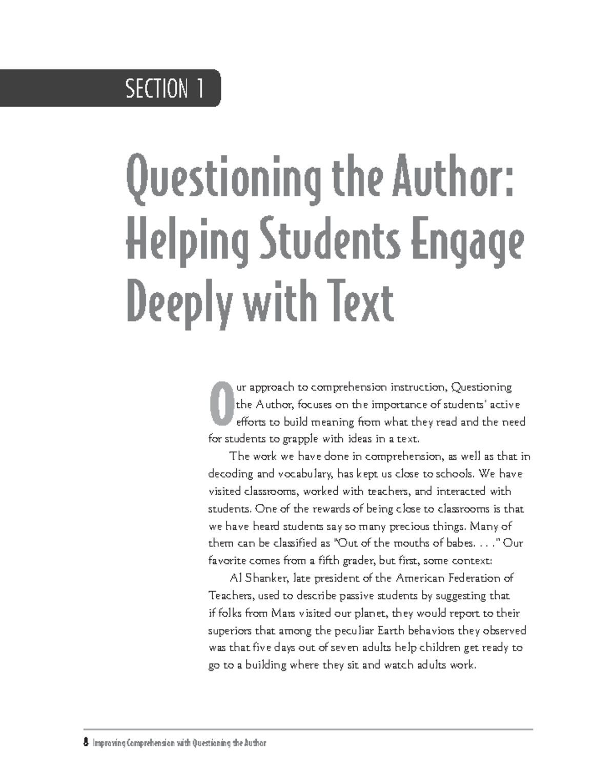 SECTION 1: Enhancing Comprehension through Questioning the Author - Studocu