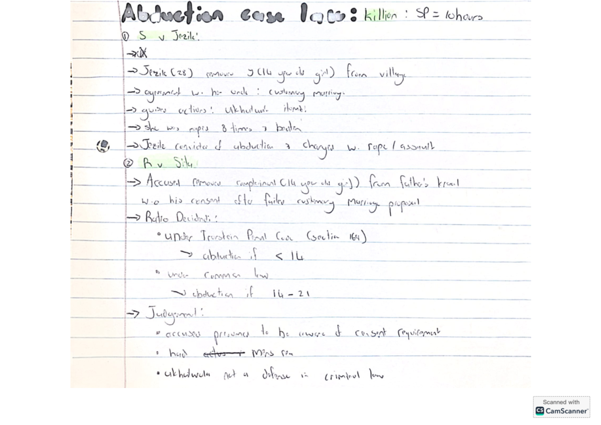 Abduction Case Law Notes for IURI 221: Analysis of Killion Case - Studocu