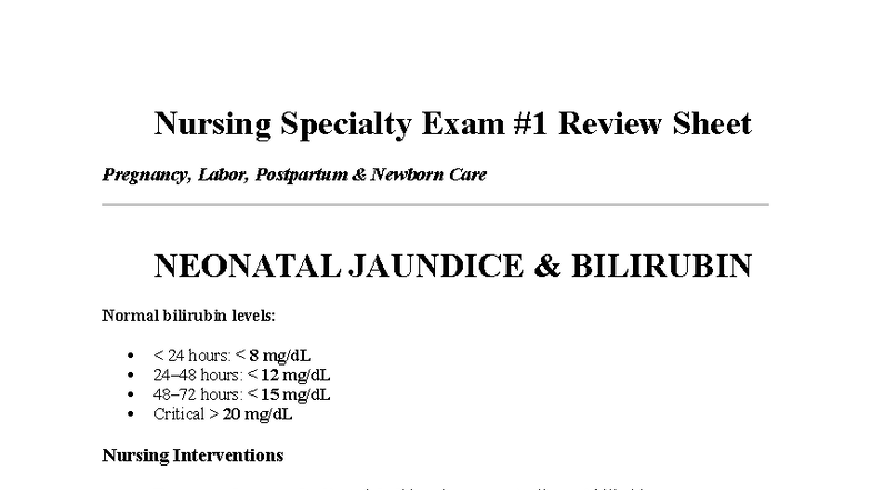 NP230 Hesi 1 Mother-Baby Exam Review: Pregnancy, Labor & Newborn Care ...