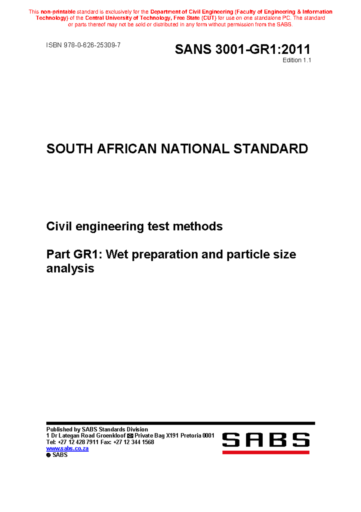 SANS3001-GR1: Comprehensive Guide to Wet Preparation & Particle Size ...