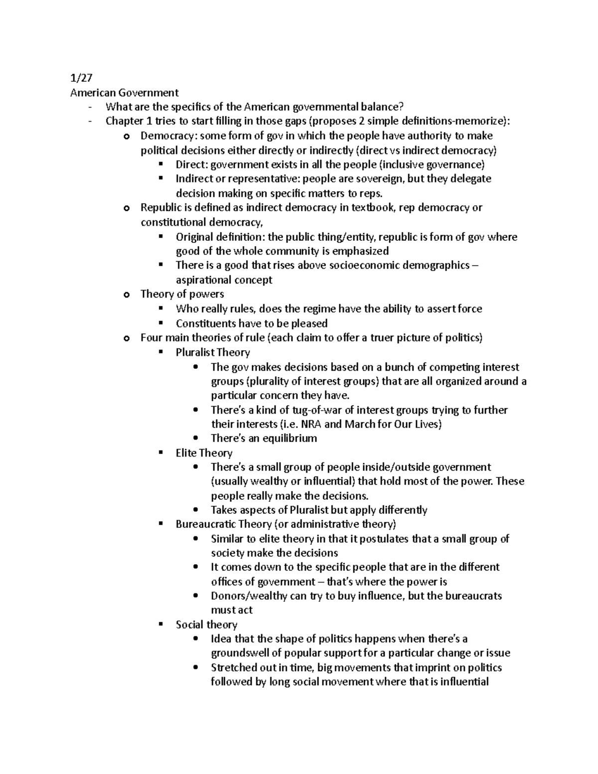 American Government Notes, Spring 2020 - 1/ American Government - What ...