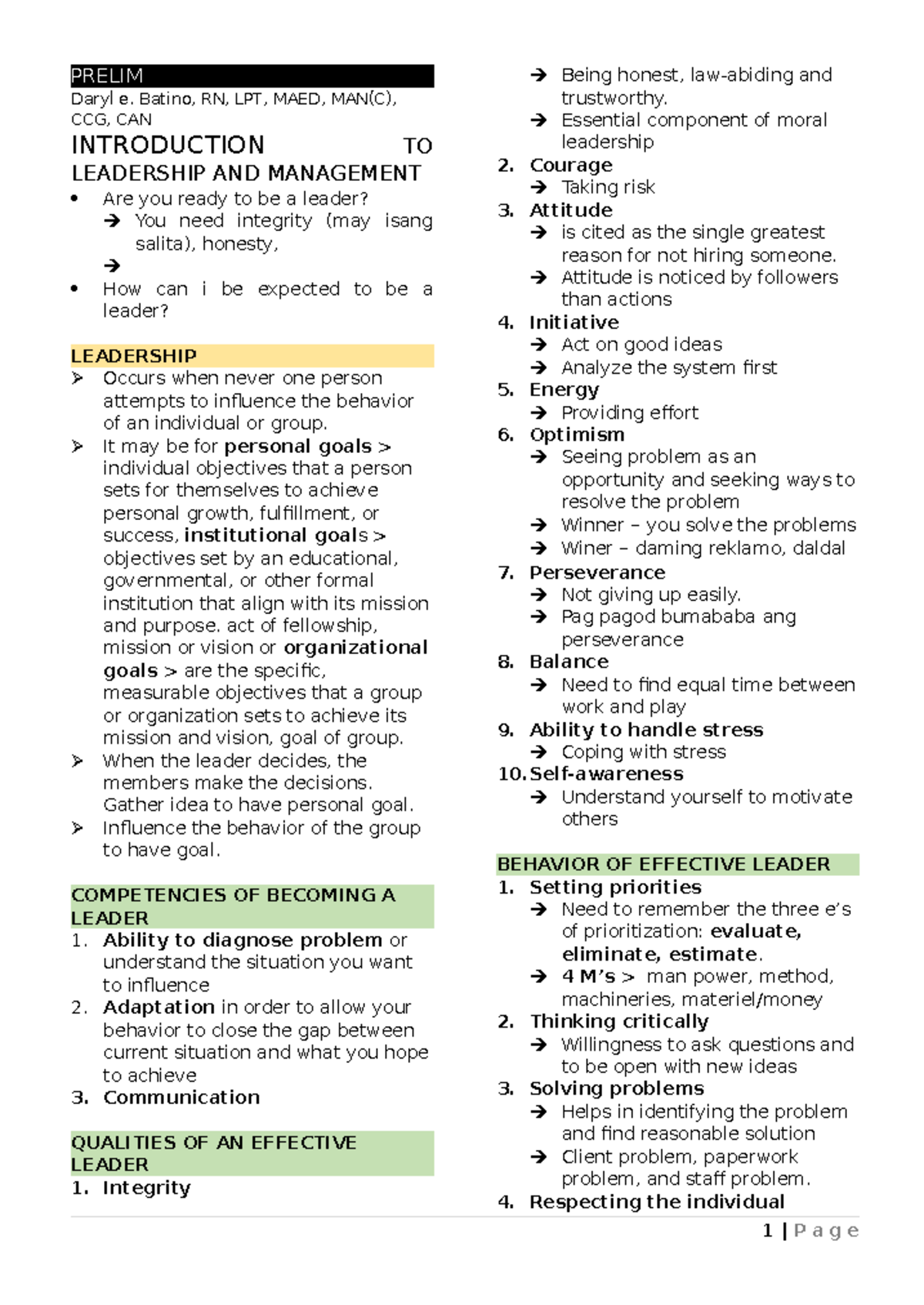 Leadership LEC: Key Concepts in Management and Effective Leadership ...
