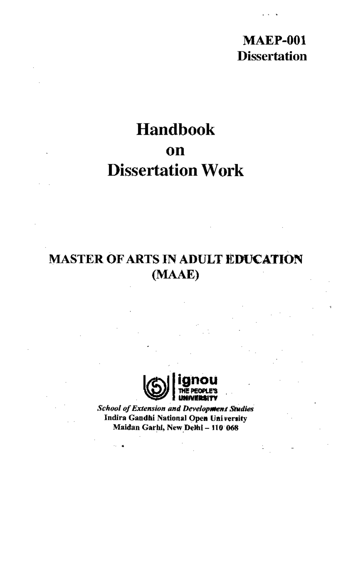 Handbook - references - MAEP- Dissertation Handbook on Dissertation ...