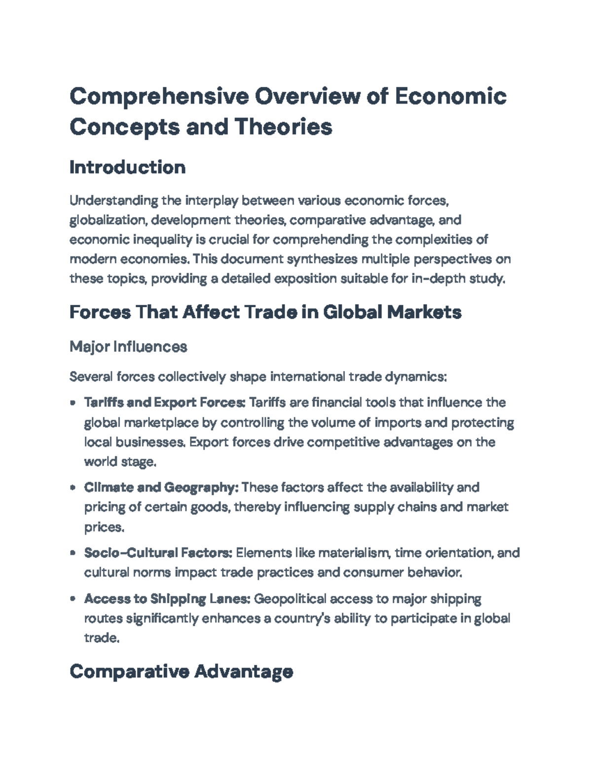 ECO 202: Overview of Globalization & Inequality Economic Theories - Studocu
