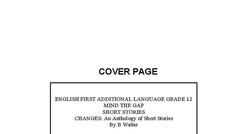 EFAL Grade 12 Mind the Gap Study Guide: Short Stories Analysis - Studocu