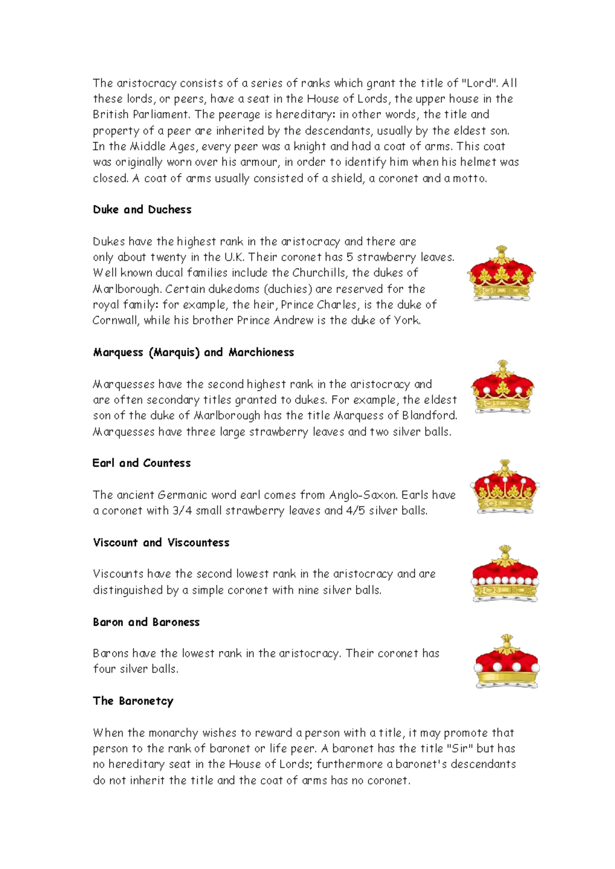 The Aristocracy and Their Coronets: A Study of British Peerage - Studocu