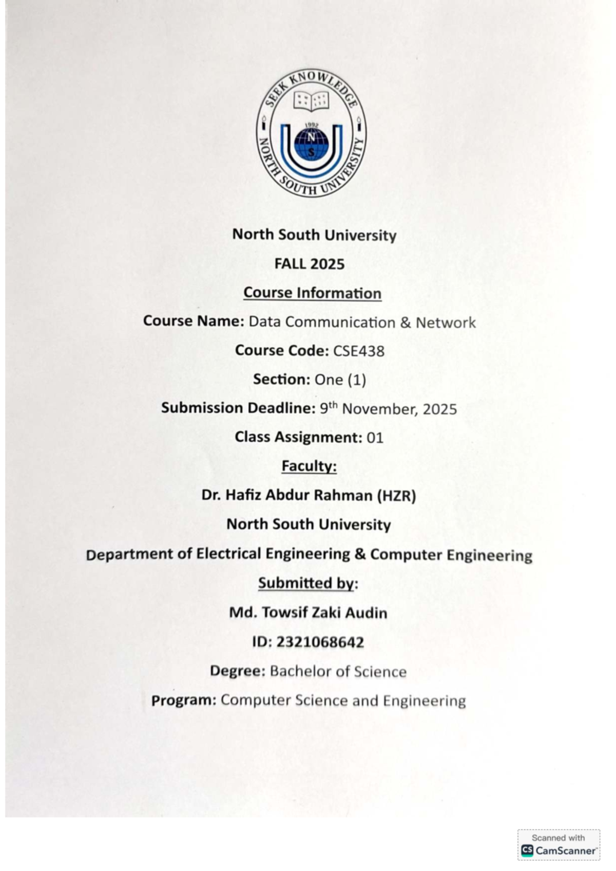 CSE438 Assignment 01: Data Communication Network Insights - Studocu