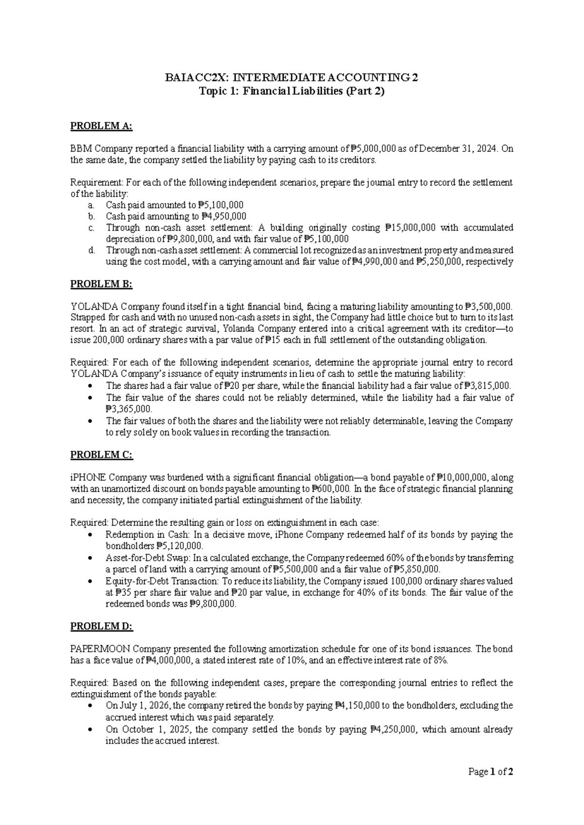 BAIACC2X: Intermediate Accounting 2 Topic 1 - Financial Liabilities ...