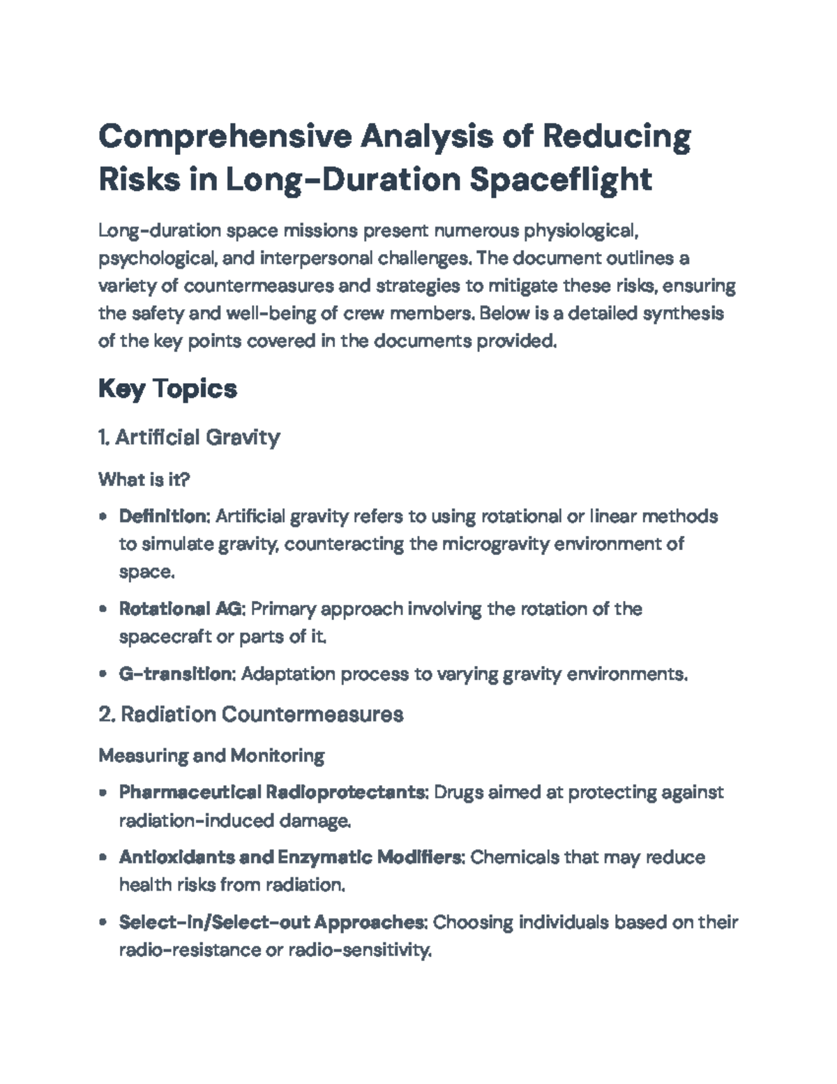 Comprehensive Strategies for Mitigating Risks in Space Missions (SPC ...