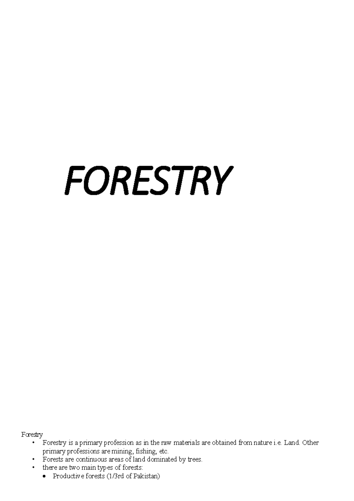UNIT 4 Forestry - Comprehensive Study Notes on Forest Types and ...