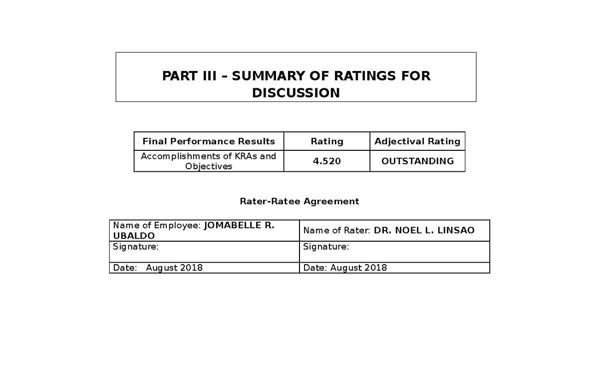 Final Performance Results & Development Plans (OPCRF PART III IV) - Studocu