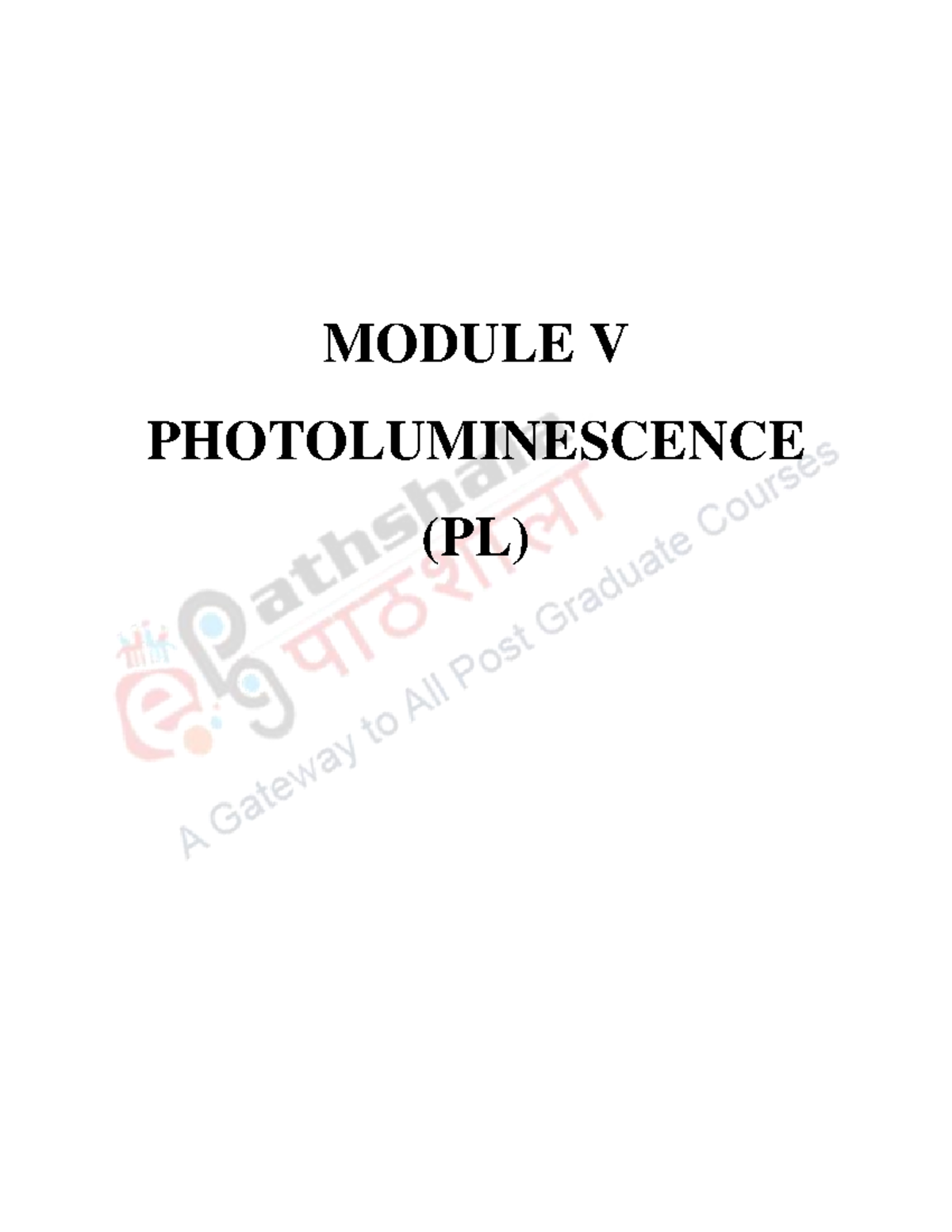 Photoluminiscence - Spectroscopy, Analaysis Section - MODULE V ...